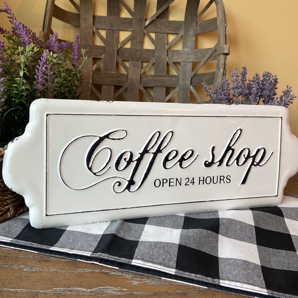 Wall Decor | New Vintage Inspired Farmhouse Black White Enamel Metal ...